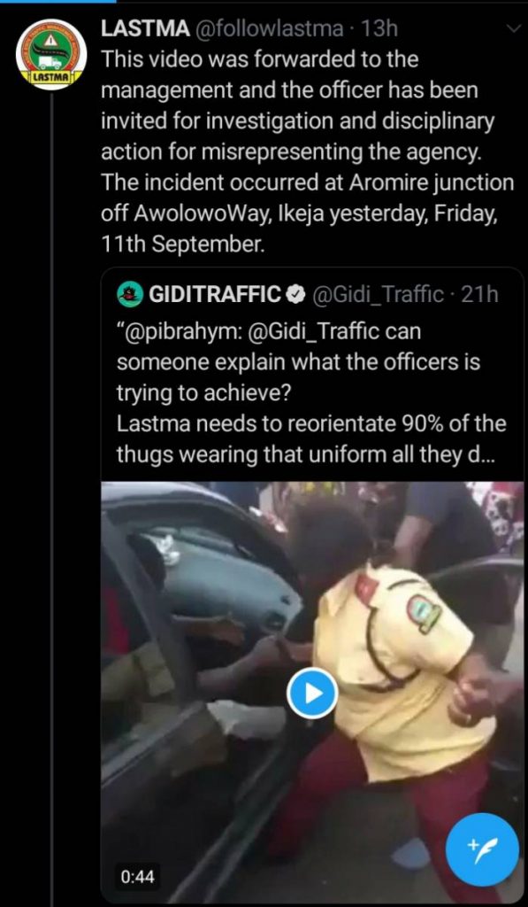 Video: LASTMA Summons Officer Over Fight With Passenger